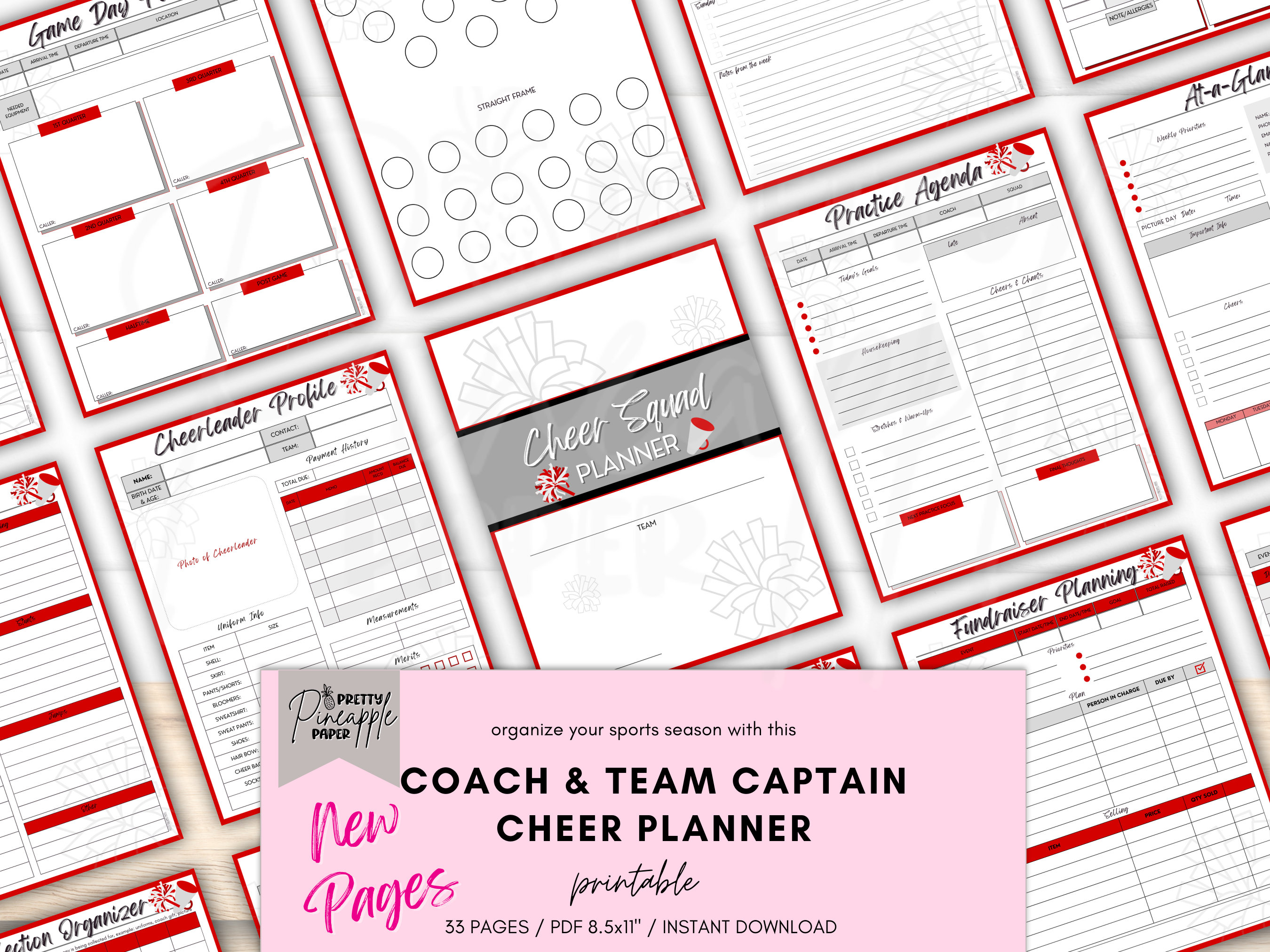 Printable Cheer Planner for Coach, Captain and Team Mom, Cheer Squad ...