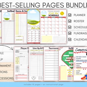 Editable Softball Organizer Planner Bundle Pages, Coach, Team Mom, Game ...