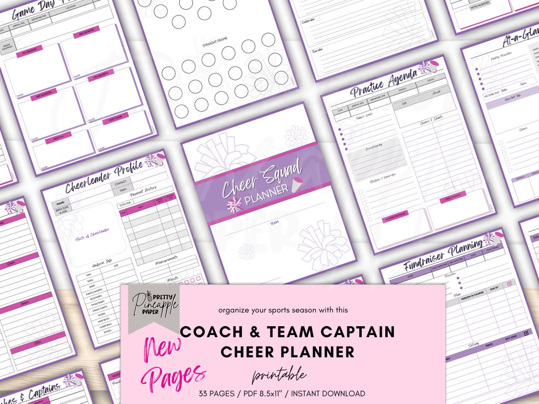 Printable Cheer Planner for Coach, Captain and Team Mom, Cheer Squad ...