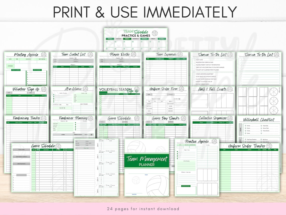 Printable Volleyball Planner for Coach Captain and Team Mom - Etsy