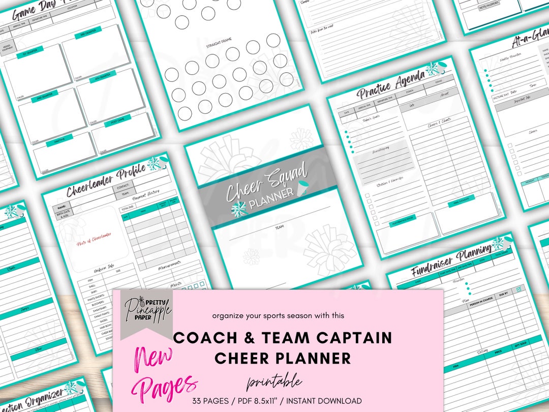 Printable Cheer Planner for Coach, Captain and Team Mom, Cheer Squad ...