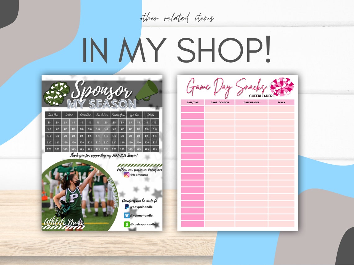 Editable Cheerleader Calendar Template, Instant Download Practice Game ...