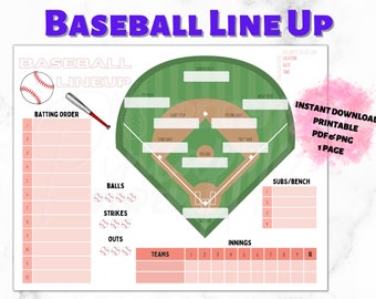 Printable Softball Line up and Field Position Sheet Batting | Etsy