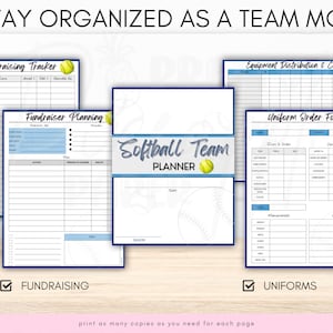 Printable Softball Team Management Planner for Coach and Team Mom, Game ...