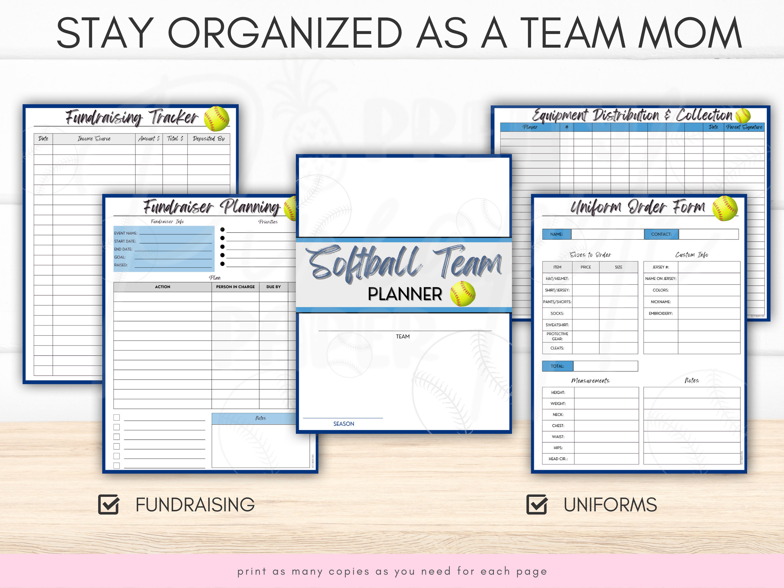 Printable Softball Team Management Planner for Coach and Team Mom, Game ...