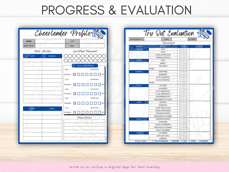 Printable Cheer Progress, Skills, Goals, Tumbling, Evaluation, Jump ...