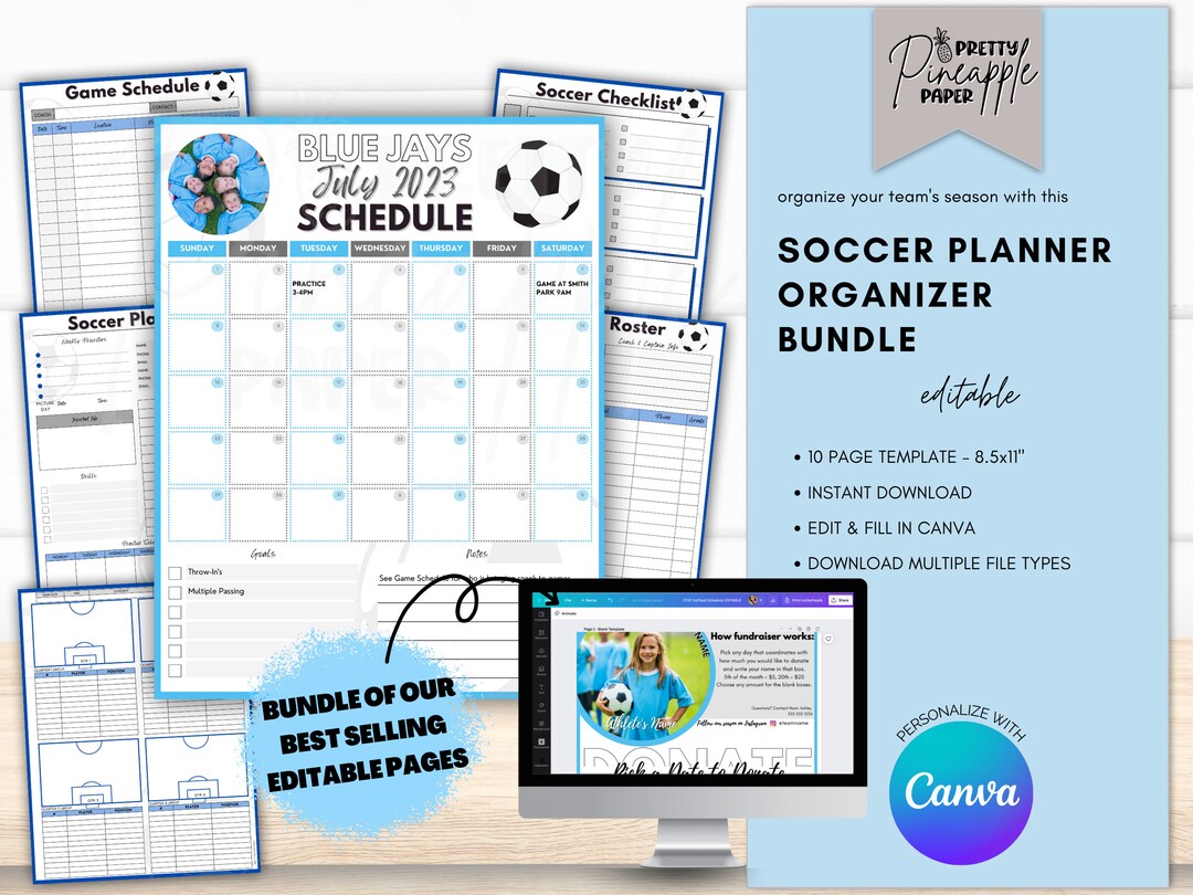 Editable Soccer Organizer Planner Bundle Pages, Coach, Team Mom, Game ...