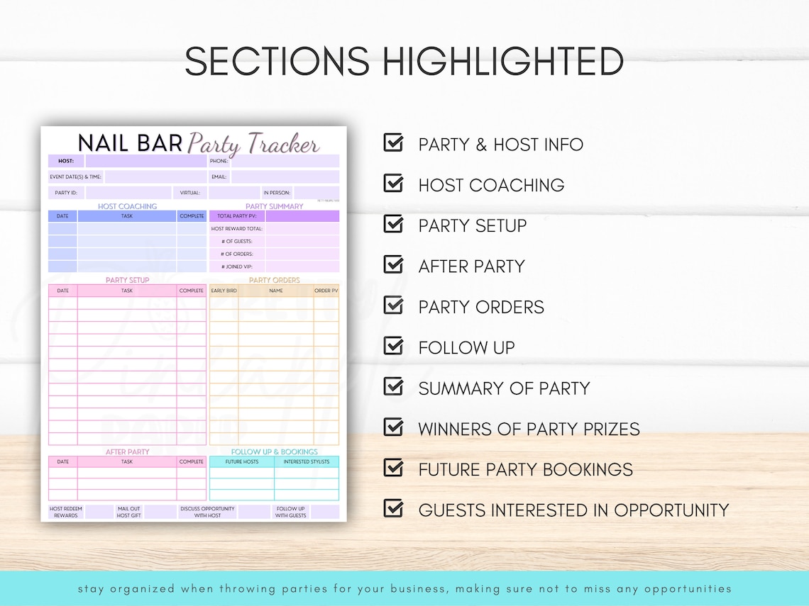 Editable Color Street Nail Bar Party Tracker, Instant Download, Edit in ...