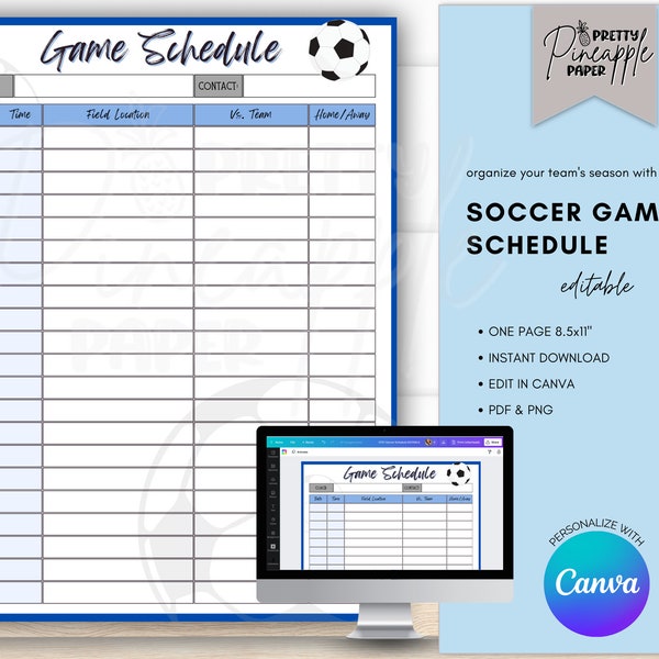 Soccer Schedule Template - Etsy