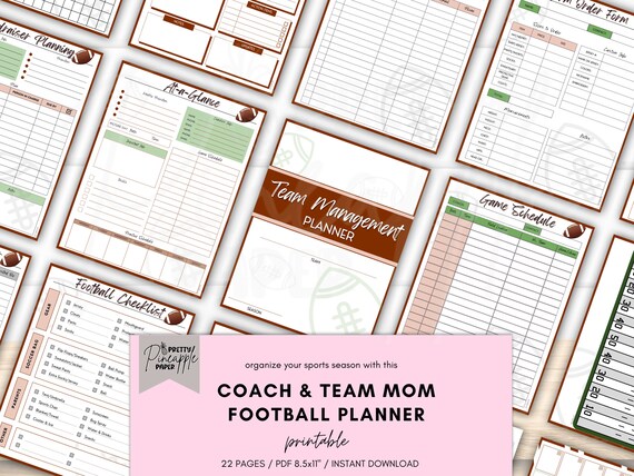 Printable Football Team Management Planner for Coach and Team - Etsy