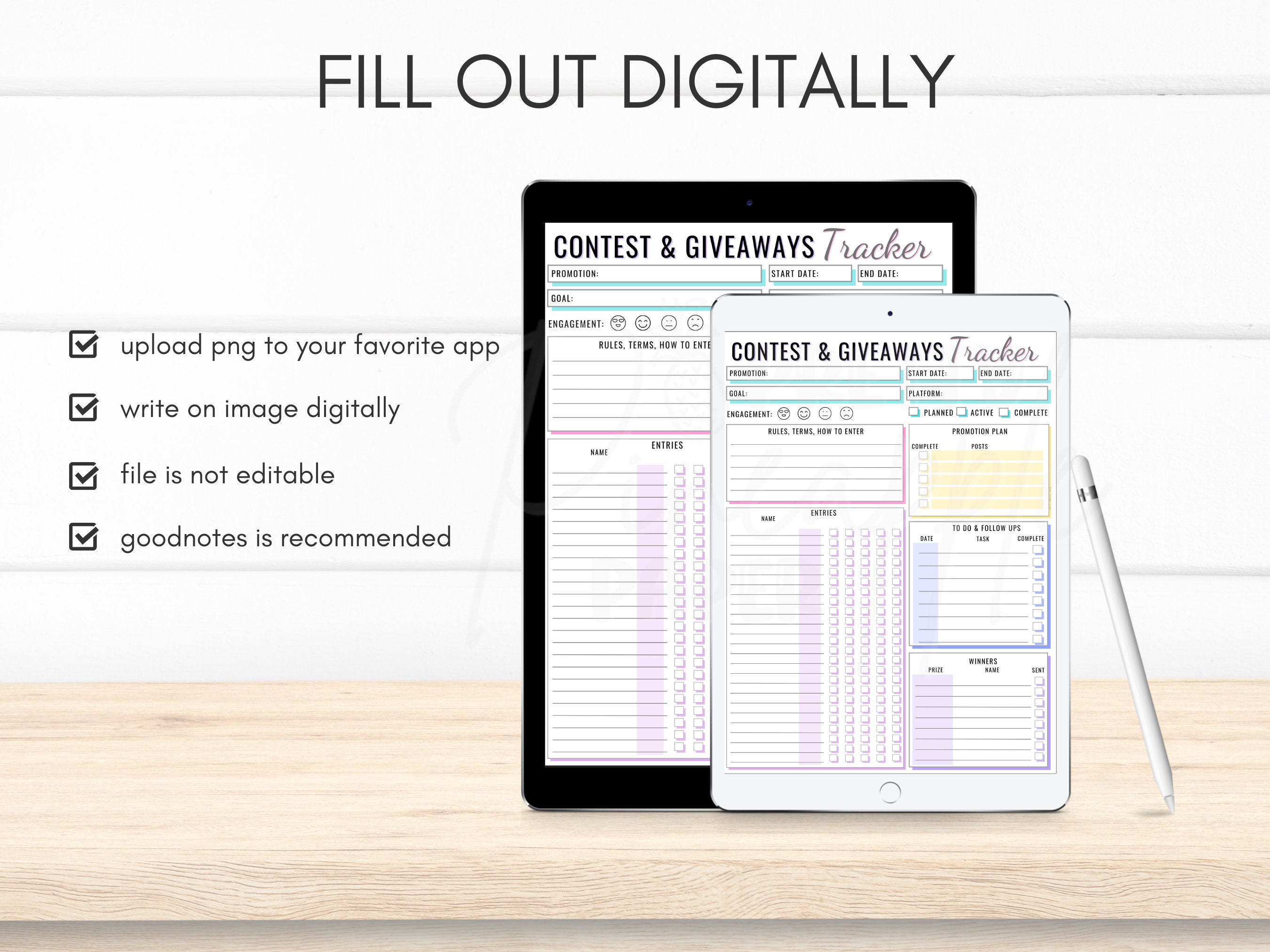 Printable Contest and Giveaway Tracker Planner Sheet, Instant Digital ...