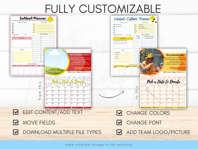 Editable Softball Organizer Planner Bundle Pages, Coach, Team Mom, Game ...