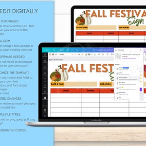 Editable Fall Festival Sign up Sheet, Instant Digital Download, Edit in ...
