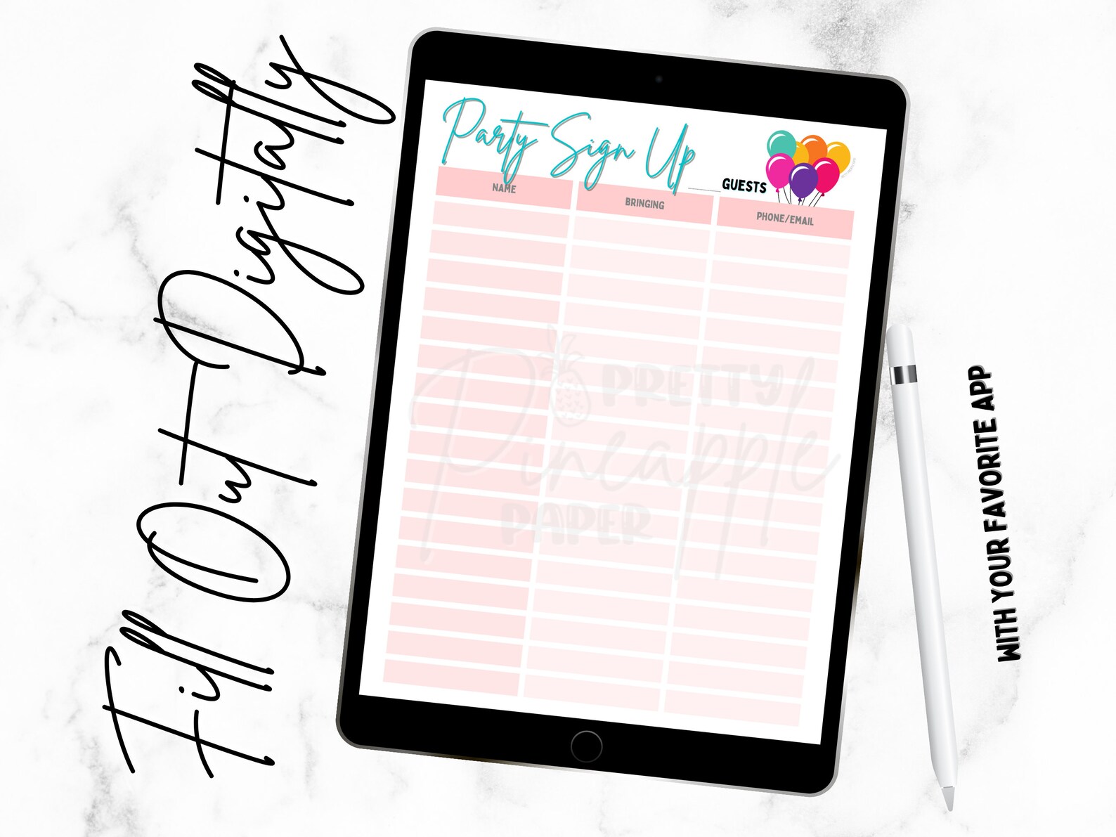 Printable Party Volunteer Sign up Sheet Download Potluck | Etsy