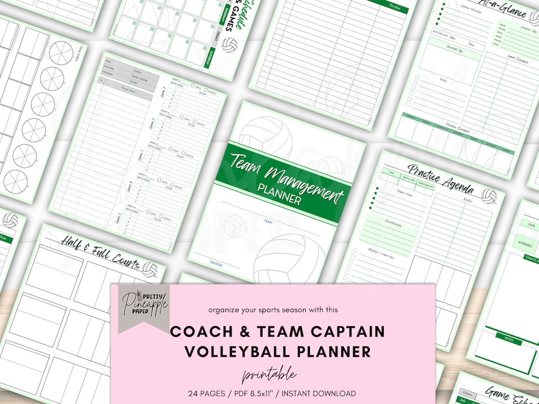 Printable Volleyball Planner for Coach, Captain and Team Mom, Game Day ...