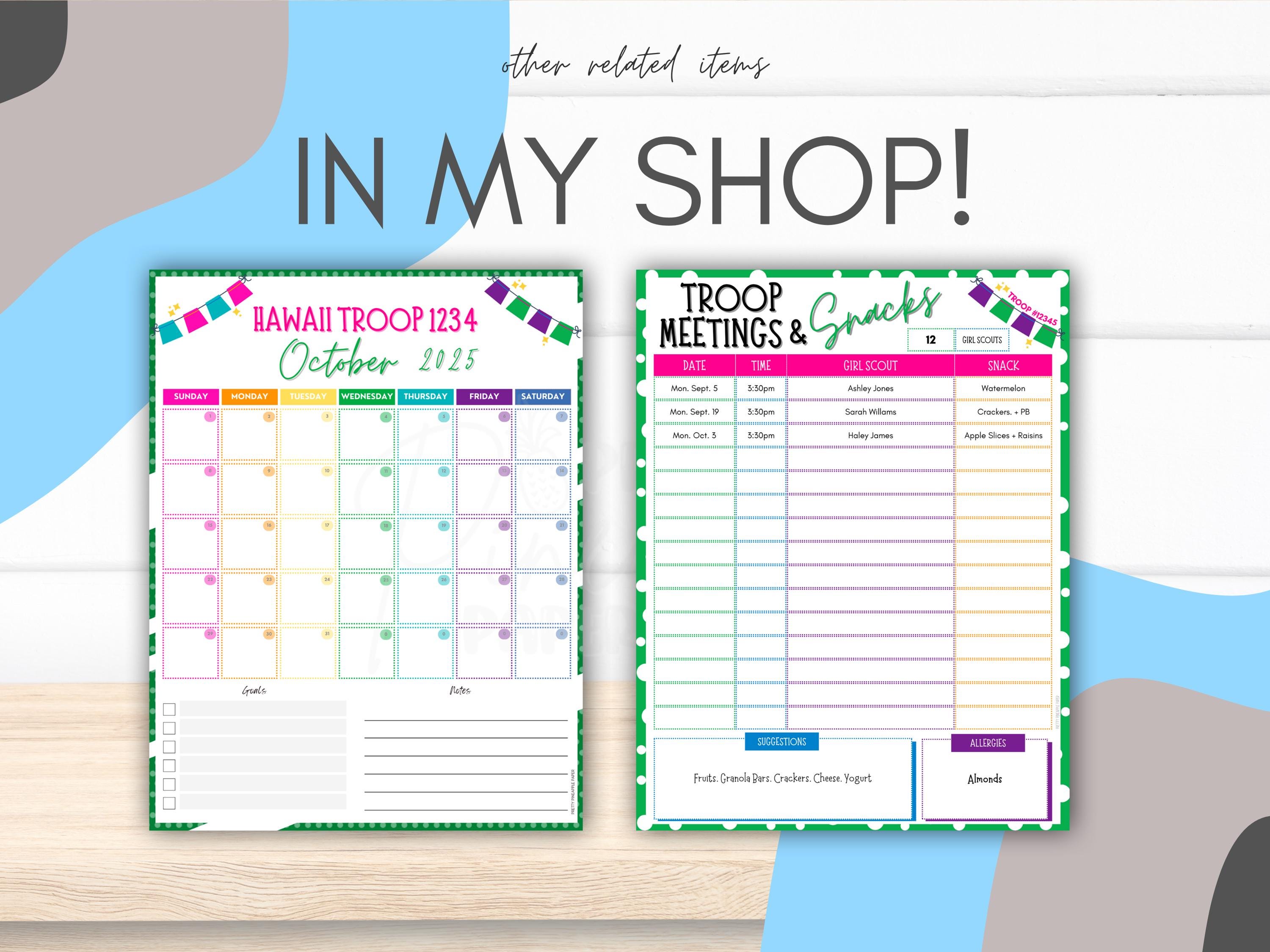 Editable Troop Meeting Agenda Template, Meeting Notes, Instant Digital ...