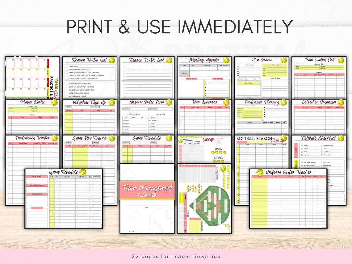 Printable Softball Team Management Planner for Coach and Team - Etsy
