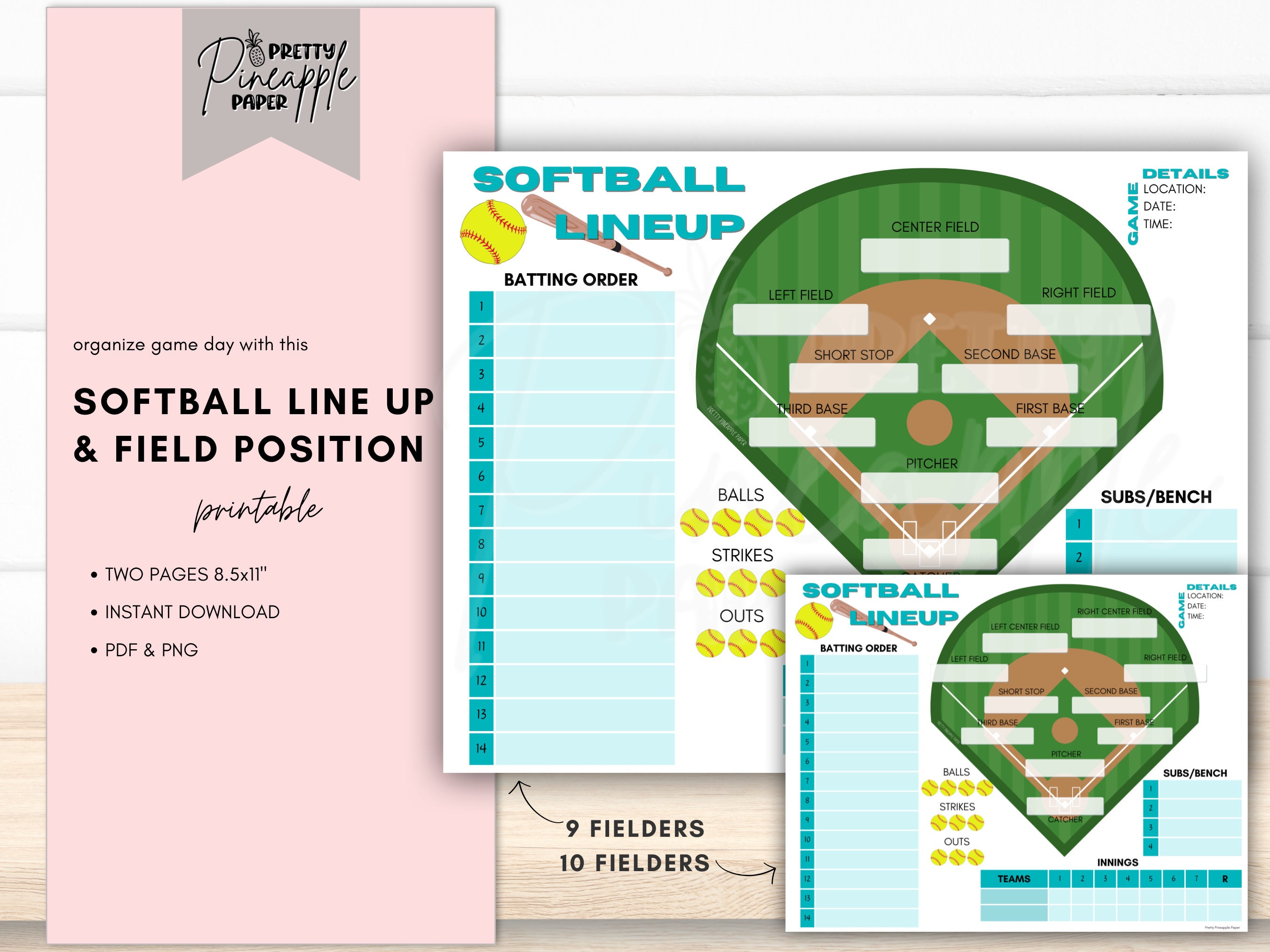 Printable Softball Line up and Field Position Sheet Batting Order ...