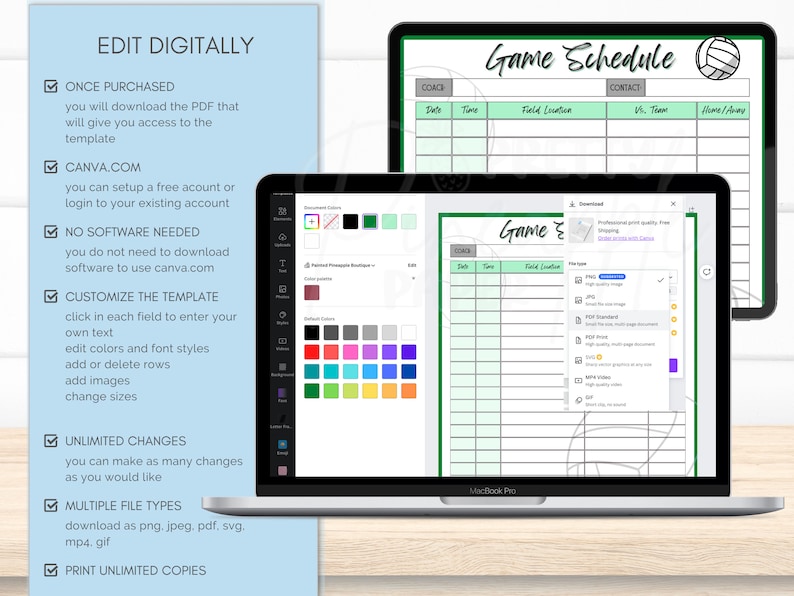 Editable Volleyball Game Day Schedule Template, Instant Download to ...