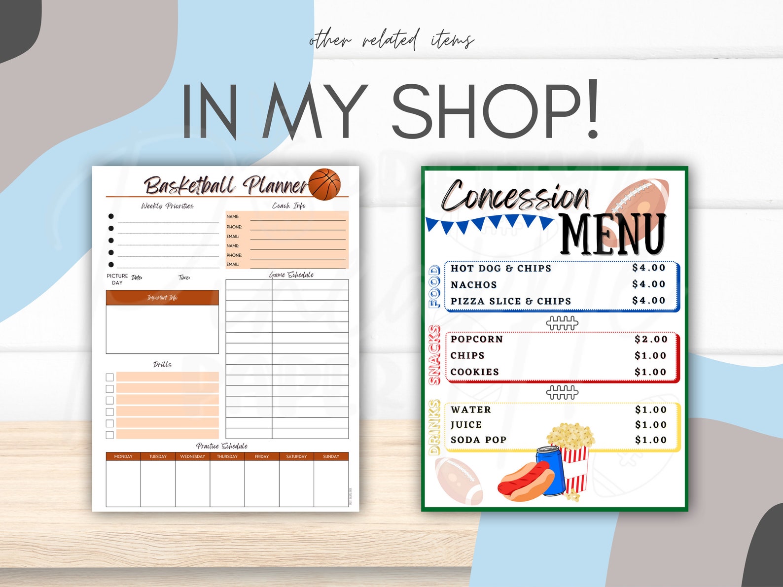 Editable Concession Stand Menu Basketball, Instant Download Canva ...