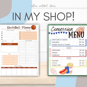 Editable Concession Stand Menu Basketball, Instant Download Canva ...