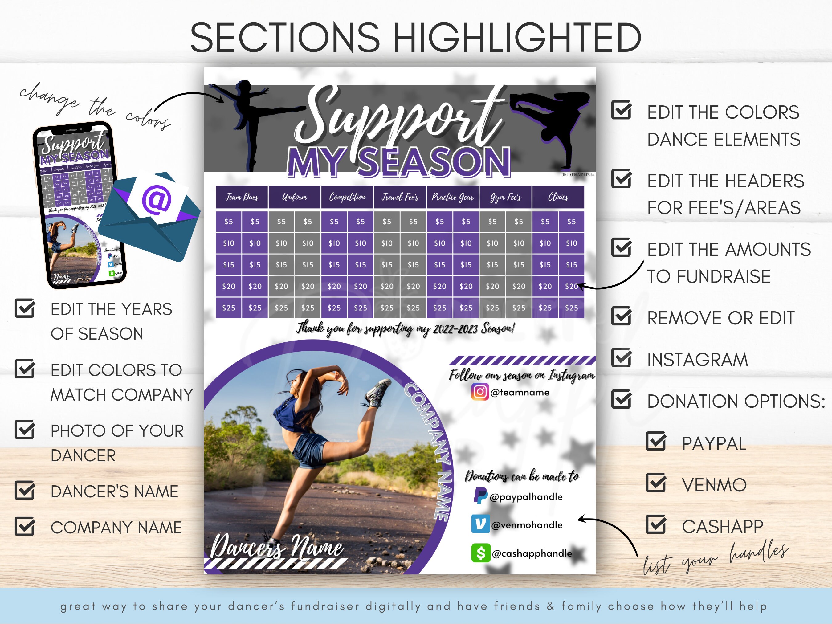 Editable Dancer - Sponsor My Season Fundraiser Template, Instant ...