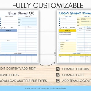 Editable Soccer Season Planner Sheet, Instant Digital Download, Edit in ...