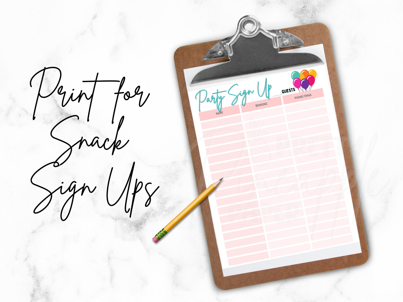 Printable Party Volunteer Sign up Sheet Download Potluck | Etsy