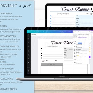 Editable Soccer Season Planner Sheet, Instant Digital Download, Edit in ...