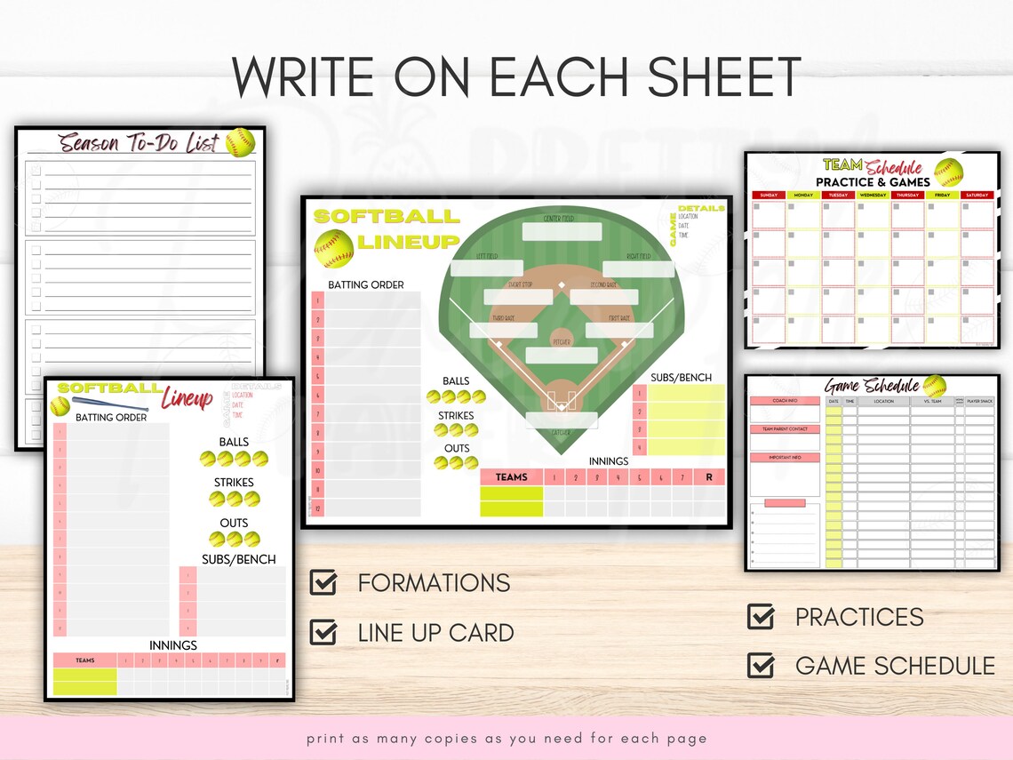 Printable Softball Team Management Planner for Coach and Team - Etsy