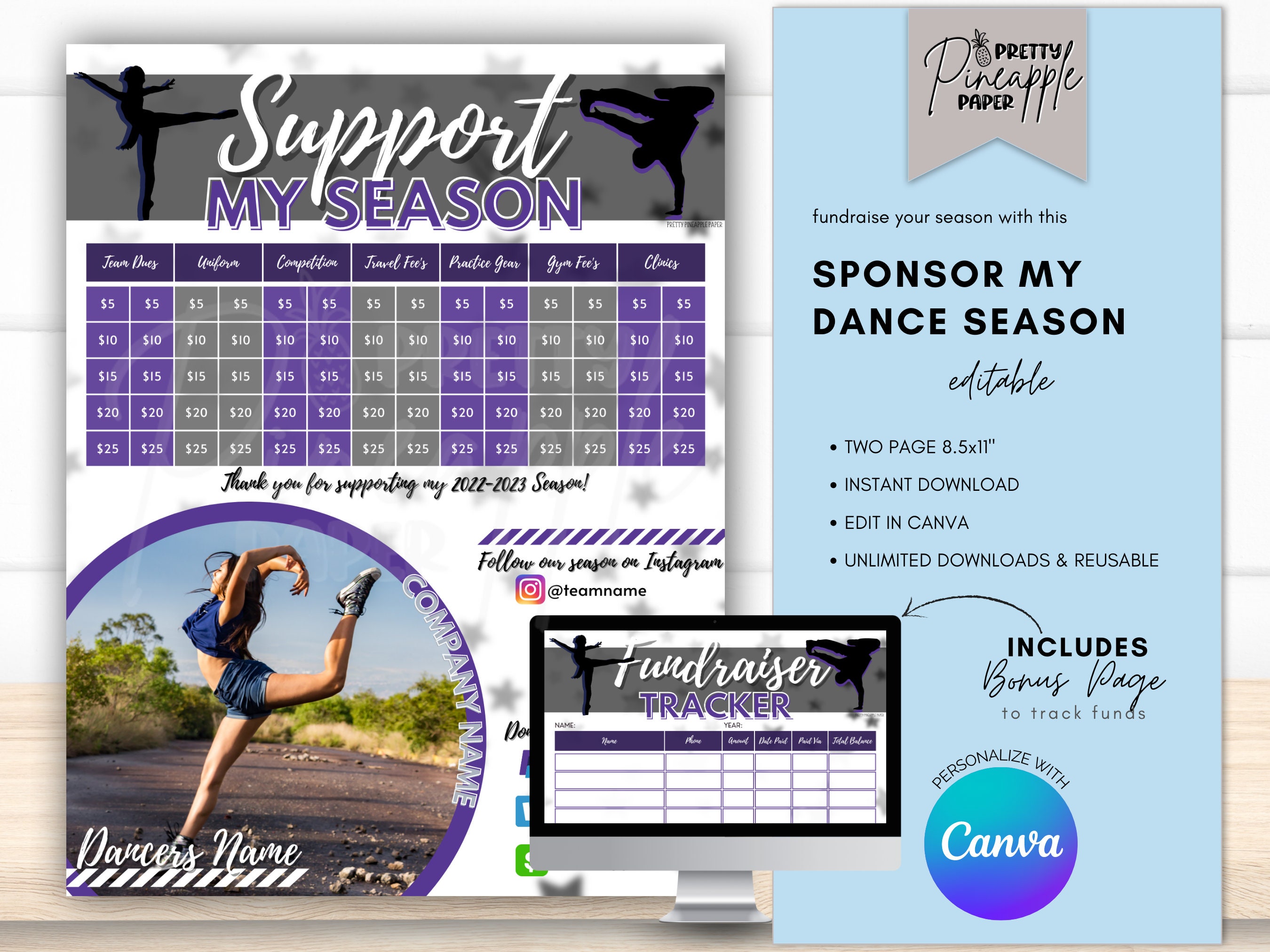 Editable Dancer - Sponsor My Season Fundraiser Template, Instant ...