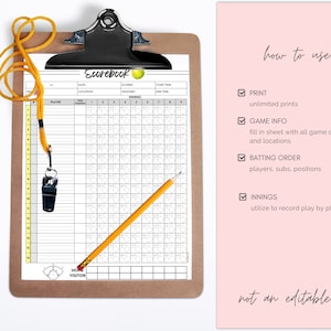 Printable Softball Team Scorebook, Print Pages, Simple and Detailed ...