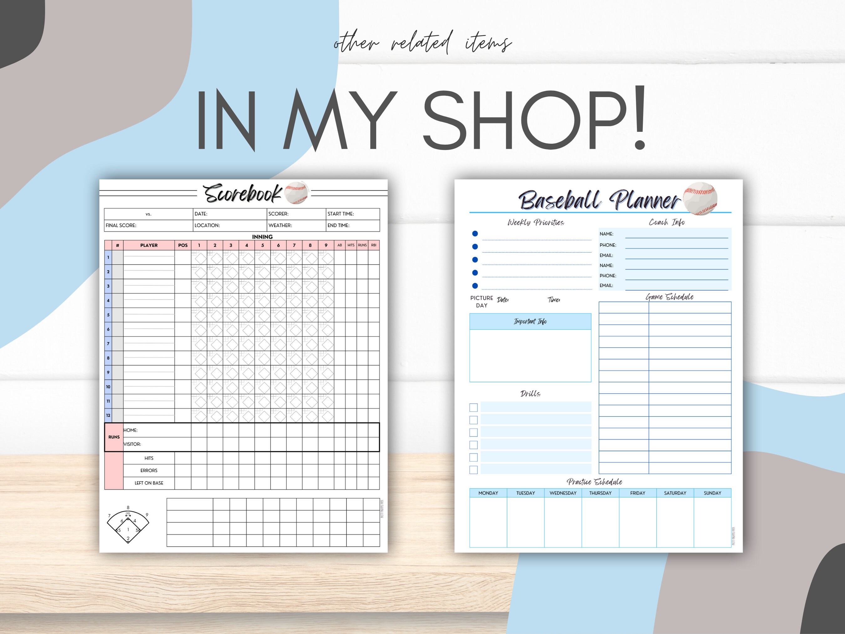 Editable Baseball Positions by Inning Template, Game Day Team Info ...