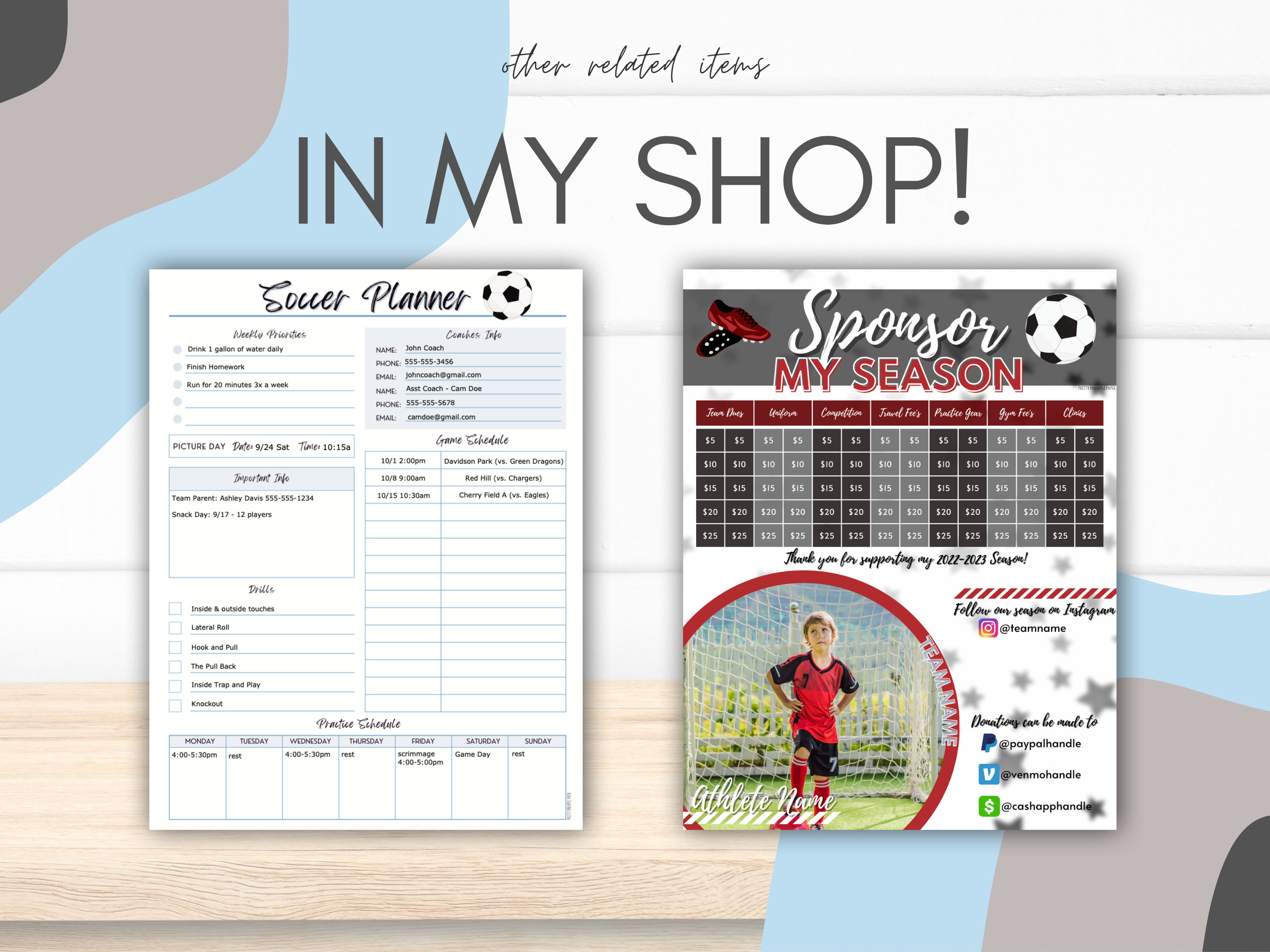 Editable Soccer Roster Template, Game Day Team Info, Coach Planner ...