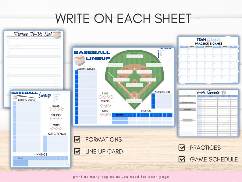 Printable Baseball Team Management Planner for Coach and Team Mom, Game ...