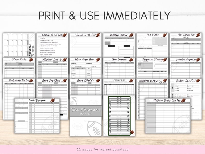 Printable Football Team Management Planner for Coach and Team - Etsy
