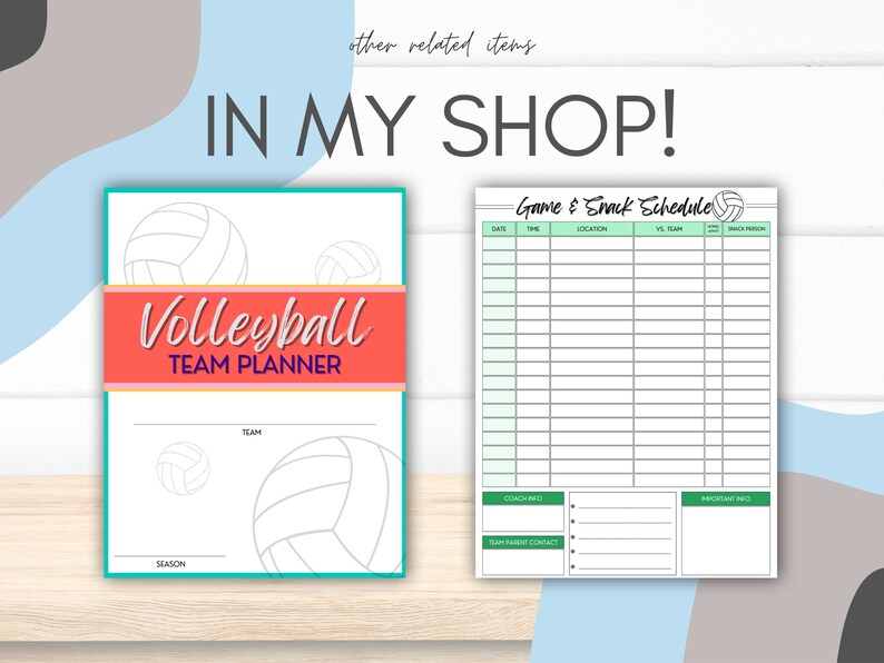 Editable Volleyball Season Planner Sheet, Instant Digital Download ...