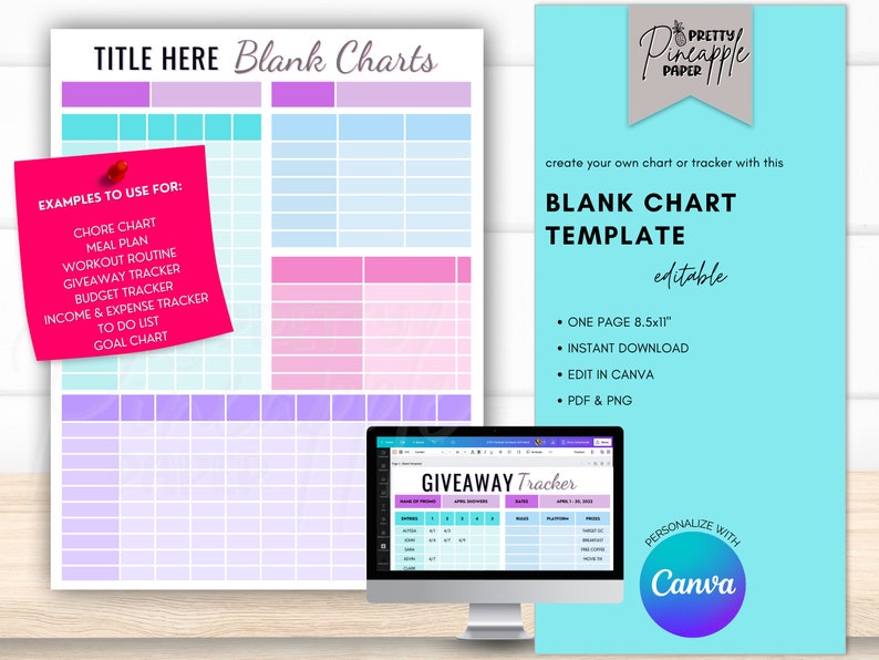 Editable Custom Chart or Tracker Template Instant Download Ex: - Etsy