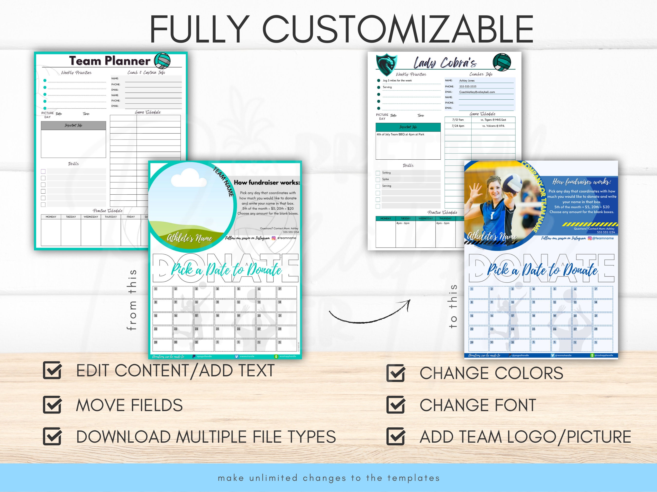 Editable Volleyball Organizer Planner Bundle Pages, Coach, Team Mom ...