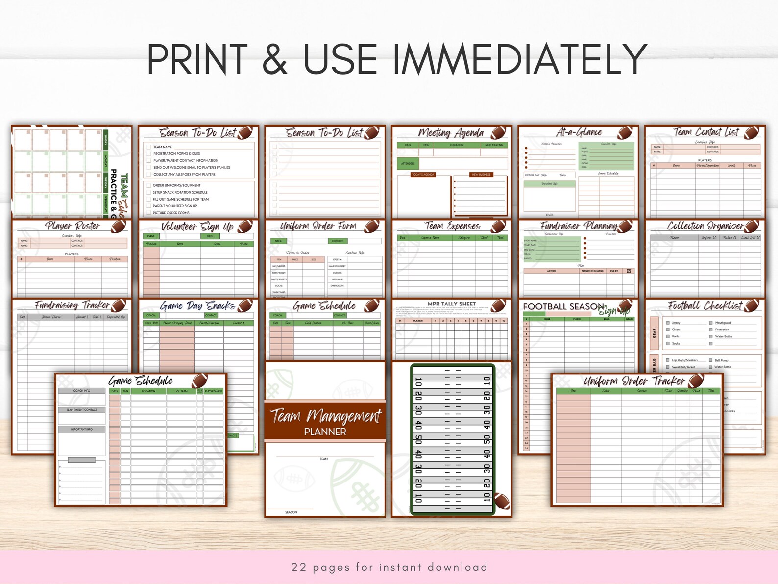 Printable Football Team Management Planner for Coach and Team - Etsy