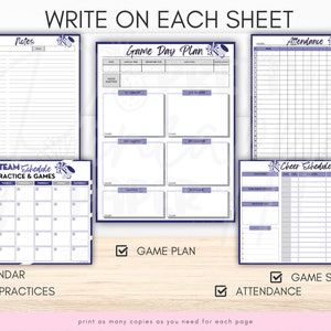 Printable Cheer Planner for Coach, Captain and Team Mom, Cheer Squad ...