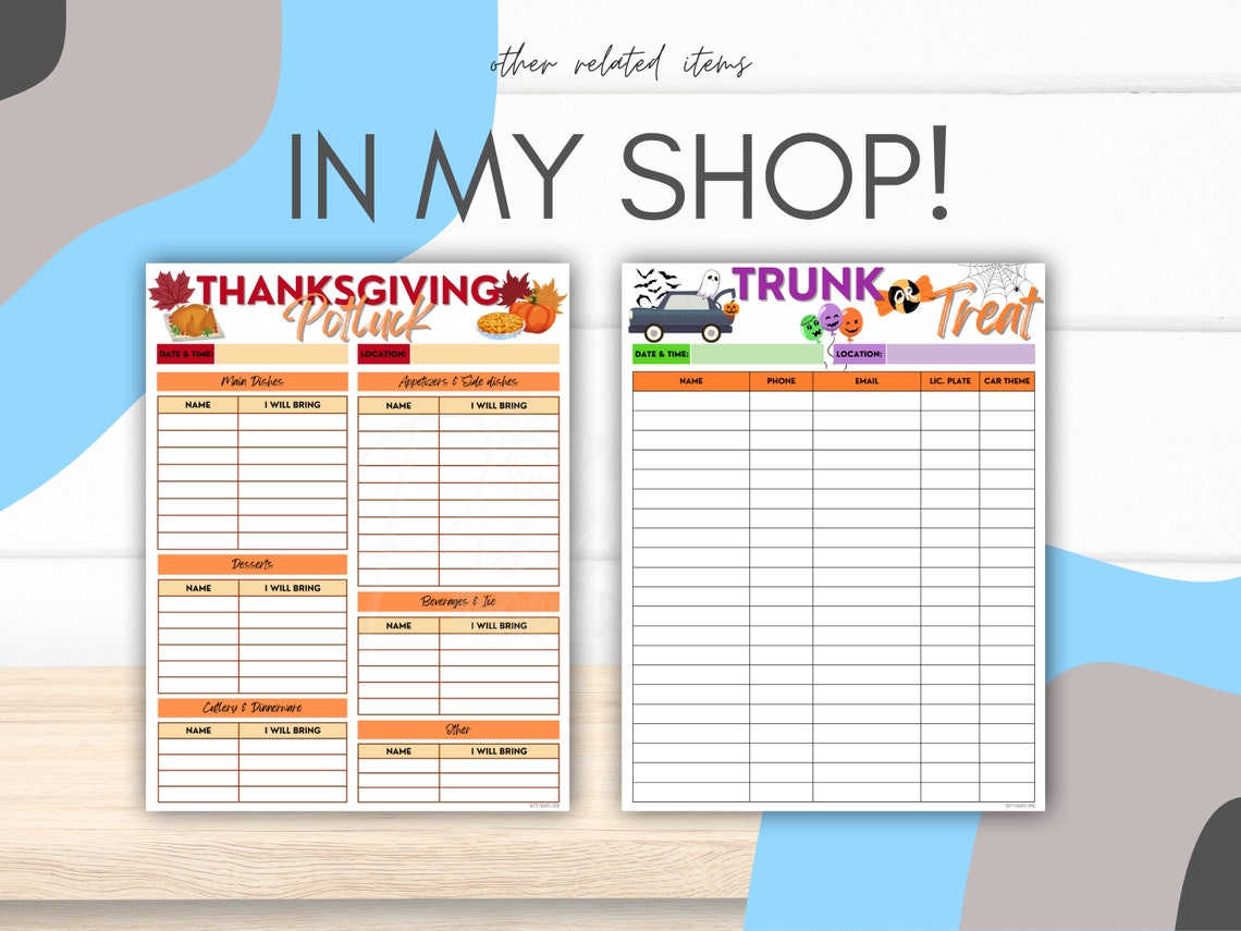 Editable Fall Festival Sign up Sheet, Instant Digital Download, Edit in ...