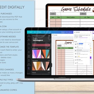 Editable Football Game Schedule Template Instant Download to Organize ...