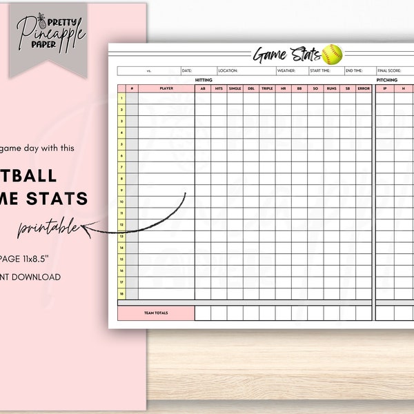Softball Pitch Tracker Sheet - Etsy