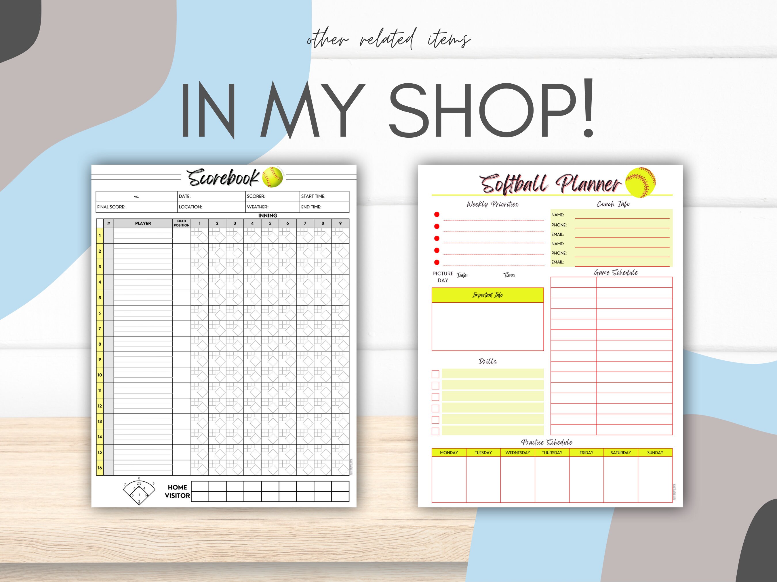 Editable Softball Positions by Inning Template, Game Day Team Info ...