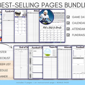 Editable Football Organizer Planner Bundle Pages, Coach, Team Mom, Game ...
