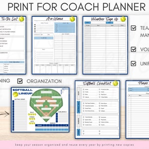 Printable Softball Team Management Planner for Coach and Team Mom, Game ...