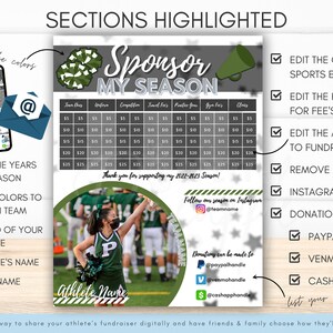 Editable Cheerleader Sponsor My Season Fundraiser Template, Instant ...