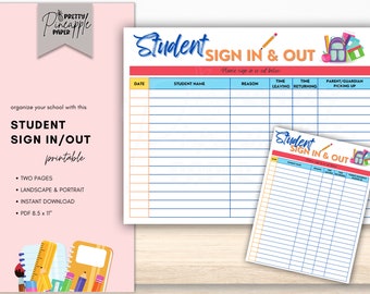 Sign In/ Sign Out Sheet Daycare Template Childcare (Instant Download ...