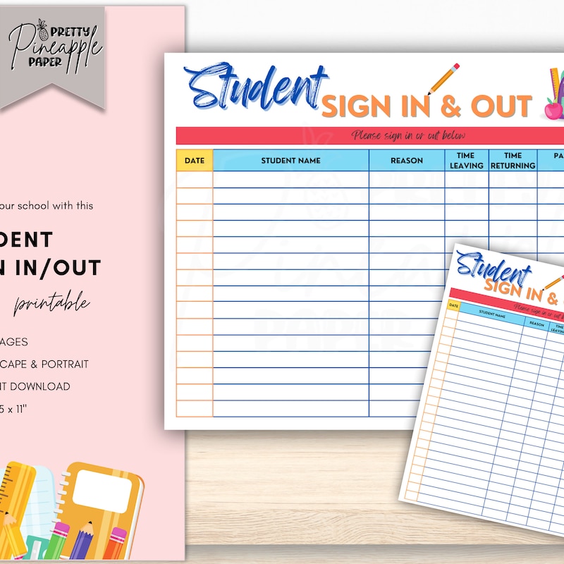 Student Sign Out Sheet - Etsy